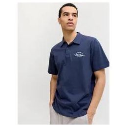 Jack & Jones Poloshirt JACK & JONES "JJBRANDON POLO SS", Herren, Gr. XL, navy blazer, Jersey, Obermaterial: 100% Baumwolle, bedruckt, regular fit, Shirts