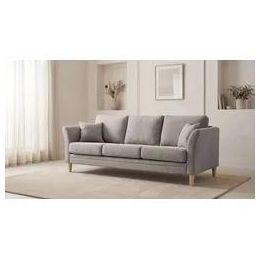 3-Sitzer Home Affaire "Arellano, Breite 217 cm", latte, B:217cm H:87cm T:86cm, Sofas, klassisches Design, 2 Zierkissen inklusive, Webstoff fein, Chenille