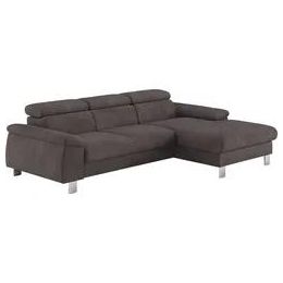 Ecksofa COTTA "Komaris L-Form, B: 244 cm", anthrazit, B:244cm H:72cm T:166cm, 94% POLYESTER (PES) 6%POLYAMID (PA), Sofas, Ecksofa, mit Kopfteilverstellung, optional Bettfunktion, Bettkasten & Licht