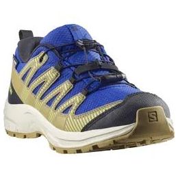 Wanderschuh Salomon "XA PRO V8 WATERPROOF", Kinder, Gr. 39, bluing, acid lime, schwarz, Synthetik, Textil, Schuhe Wanderschuh, wasserdicht