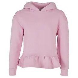 Kapuzensweatshirt Urban Classics "Urban Classics Damen Girls Organic Volants Hoody", M&auml;dchen, Gr. 146/152, girlypink, 100% Baumwolle, unifarben, Sweatshirts