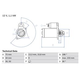 Bosch Starter 0986025610 f&uuml;r HONDA