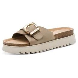 Pantolette Tamaris, Damen, Gr. 38, taupe, Textil, Schuhe Pantolette, Sommerschuh, Plateauschuh mit modischer Schnalle