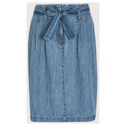 Madeleine Mode Regular-fit-Jeans MADELEINE "Jeansrock Baumwollrock mit Bundfalten", Damen, Gr. 48, N-Gr, blau, Obermaterial: 98% Baumwolle CO. 2% Elasthan EL., Modern, ausgestellt, Jeans, Jeansrock mit Bindeg&uuml;rtel