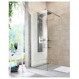 Walk-in-Dusche Welltime "Tropea light", chromfarben, B:80cm H:190cm, Duschw&auml;nde, Inklusive verstellbarem Wandarm