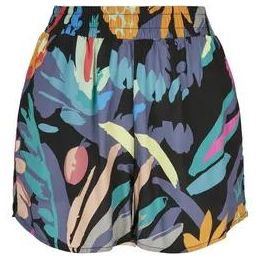 Stoffhose Urban Classics "Urban Classics Damen Ladies AOP Viscose Resort Shorts", Damen, Gr. 5XL, US-Gr&ouml;&szlig;en, schwarzfruity, 100% Viskose, normal, Hosen Stoffhose