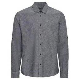 Leinenhemd Blend "Leinenhemd BHAban Slub Linen Mix", Herren, Gr. L, N-Gr, schwarz (schwarz beauty), Obermaterial: 70% Baumwolle CO. 30% Leinen LI., Hemden