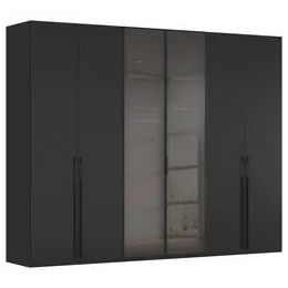 Dreht&uuml;renschrank Rauch "Schrank Garderobe SKAT SHINE Breiten 151/201/251/301cm, H&ouml;he 223/235cm", schwarz, B:301cm H:223cm T:63cm, Glas, Holzwerkstoff, Schr&auml;nke, Dreht&uuml;renschrank, edle Schrankfront mittig hochwertige Glasrahment&uuml;ren MADE IN GERMANY