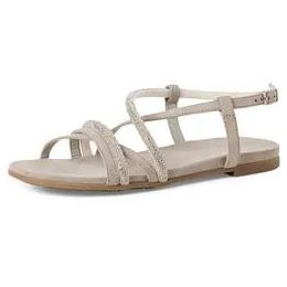 Riemchensandale Tamaris, Damen, Gr. 40, grau, Leder, Textil, unifarben, Schuhe Riemchensandale, Sommerschuh, Sandalette mit feinen Riemchen