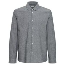Leinenhemd Blend "Leinenhemd BHAban Slub Linen Mix", Herren, Gr. XL, N-Gr, blau (salute), Obermaterial: 70% Baumwolle CO. 30% Leinen LI., Hemden