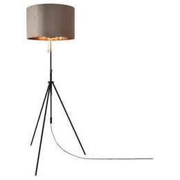 Paco Home Stehlampe "Naomi uni Color", schwarz, H: 176,5cm, Leuchten, Wohnzimmer H&ouml;henverstellbar 121,5 bis 176,5 cm Zugschalter Velour, Stehlampe