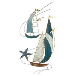 Wanddekoobjekt Gilde "Wandrelief Bootstour", blau, wei&szlig;, B:43cm H:88cm T:3cm &Oslash;:0cm, Metall, Wanddekoobjekte