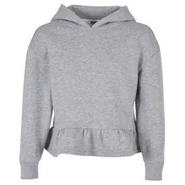 Kapuzensweatshirt Urban Classics "Urban Classics Damen Girls Organic Volants Hoody", M&auml;dchen, Gr. 122/128, grau, 100% Baumwolle, unifarben, Sweatshirts