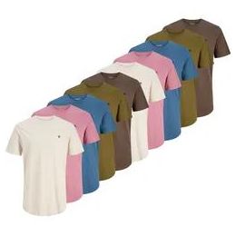 Jack & Jones T-Shirt JACK & JONES "T-Shirt JPRBLABRODY TEE CREW NECK 10PK 10er Pack", Damen, Gr. XL, bunt (braun, blau, rosa), Obermaterial: 100% Baumwolle CO., Shirts T-Shirt