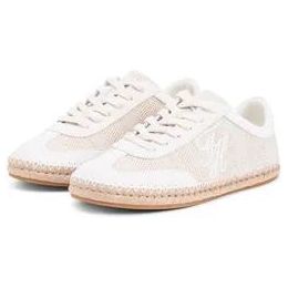 Sneaker Tommy Hilfiger "TH HERITAGE ROPE SNEAKER", Damen, Gr. 37, beige, Leder, Textil, Leinenoptik, bestickt, Schuhe Sneaker, Halbschuh, Freizeitschuh, Schn&uuml;rer mit geschwungenem TH-Logo
