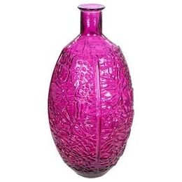 Bodenvase Gilde "Bodenvase rund Dschungel", magenta, B:29cm H:59cm T:29cm &Oslash;:29cm, Glas, Vasen