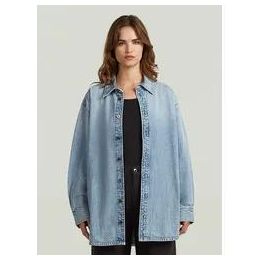 G-Star Raw Langarmshirt G-STAR "Maxi Overshirt", Damen, Gr. M, sun faded cloudburst, Obermaterial: 100% Baumwolle, Shirts Langarmshirt