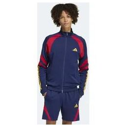 Trainingsjacke Adidas SPORTSWEAR "M TIRO NP TT", Herren, Gr. XL, dunkelblau, team power rot 2, crew gelb, Obermaterial: 53% Baumwolle, 47% Polyester, normal, Jacken Trainingsjacke