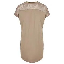 Shirtkleid Urban Classics "Urban Classics Damen Ladies Lace Tee Dress", Damen, Gr. XS, US-Gr&ouml;&szlig;en, softtaupe, 95% Baumwolle, 5% Elasthan, unifarben, loose fit, Rundhals, Kleider Shirtkleid