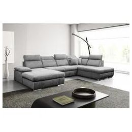 Wohnlandschaft WERK2 "Cordoba inkl. Bett, Bettkasten & Kopfteilfunktion, Breite 359 cm", grau, B:359cm H:86cm T:232cm, Sofas, Wohnlandschaft