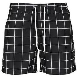 Badeshorts Urban Classics "Urban Classics Herren Check Swim Shorts", Gr. XL, US-Gr&ouml;&szlig;en, schwarz, wei&szlig;, 100% Polyester, Badehosen Badeshorts