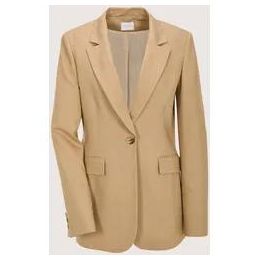 Madeleine Mode Jackenblazer MADELEINE "Blazer Longblazer mit Reverskragen", Damen, Gr. 34, braun (macchiato), Obermaterial: 90% Viskose CV. 10% Leinen LI., Modern, tailliert, Blazer, &Auml;rmelschlitz