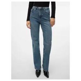 V&eacute;ro Moda High-waist-Jeans VERO MODA "VMTESSA HR WIDE JEANS RA394 GA NOOS", Damen, Gr. 25, L&auml;nge 30, blau (medium blau denim detail:tinted), Denim/Jeans, Obermaterial: 99% Baumwolle, 1% Elasthan, oversize, Jeans High-Waist-Jeans