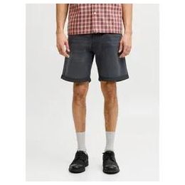 Jack & Jones Shorts JACK & JONES "JJIRICK JJICON SHORTS GE 720 I.K SN", Herren, Gr. XS, N-Gr, schwarz denim, Denim/Jeans, Obermaterial: 66% Baumwolle, 33% Polyester, 1% Elasthan, Abriebeffekte, regular fit ca. Mitte Knie, Hosen Shorts, Baumwollmischung, regular fit