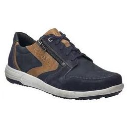 Sneaker Josef Seibel "Enrico 20", Herren, Gr. 47, blau (indigo, kombi), Leder, Veloursleder, kontrastfarbene Details, Schuhe Sneaker, Freizeitschuh, Komfortschuh, Schn&uuml;rschuh in Weite G (weit)