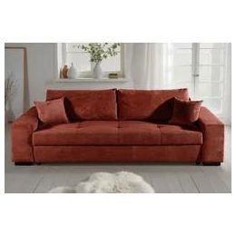 Schlafsofa Collection AB "Kreta, B: 248 cm, Liegefl. 137x195 cm", terracotta, B:248cm H:43cm T:87cm, 100%Polyester, Sofas, Schlafsofa, Bettfunktion, Bettkasten & 2 Zierkissen, optional mit Topper