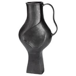 Tischvase Gilde "Vase Antigua mit Henkel", schwarz, B:24cm H:43cm T:15cm, Aluminium, Vasen