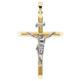 Kreuzanh&auml;nger Jobo "Kreuz Kruzifix mit Korpus und Inschrift INRI 38 mm", gelbgold 333, Schmuckanh&auml;nger, Herren, Gelbgold 333, 8 Karat 333 Gold bicolor