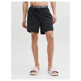 Jack & Jones Badeshorts JACK & JONES "JPSTMAUI SURF DOUBLE WB SWIM SHORTS", Herren, Gr. XS, N-Gr, schwarz, Polyester, Badehosen Badeshorts