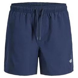 Jack & Jones Badeshorts JACK & JONES "Badeshorts JPSTMAUI TROPIC SOLID SWIM SHORTS REG SN 1er Pack", Herren, Gr. M, N-Gr, blau (dunkelblau), Obermaterial: 100% Polyester PES., Badehosen Badeshorts