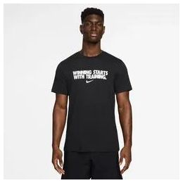 T-Shirt Nike "Nike Men's Dri-FIT T-Shirt", Herren, Gr. S, schwarz, Obermaterial: 57% Baumwolle, 43% Polyester, Shirts T-Shirt, f&uuml;r Erwachsene, sportlicher Stil, atmungsaktives Material