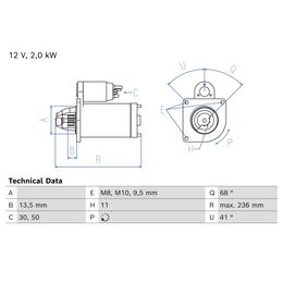 Bosch Starter 0986026390 f&uuml;r Ford