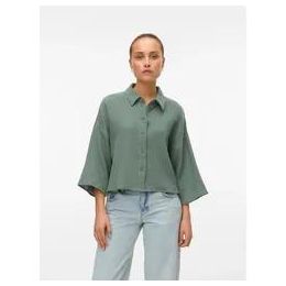 V&eacute;ro Moda Hemdbluse VERO MODA "VMNATALI CROP SHIRT WVN NOOS", Damen, Gr. XS, laurel wreath, Web, Obermaterial: 100% Baumwolle, unifarben, regular fit kurz, weit, Blusen Hemdbluse, Baumwolle, loose fit