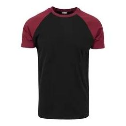T-Shirt Urban Classics "Urban Classics Herren Raglan Contrast Tee", Damen, Gr. 3XL, schwarz, burgundy, 100% Baumwolle, mehrfarbig, normal, Rundhals, Shirts T-Shirt