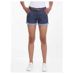 Shorts Ragwear "HEEVEN", Damen, Gr. 28, N-Gr, navy, Web, Obermaterial: 98% Baumwolle, 2% Elasthan, unifarben mit Farbeinsatz, kurz, Hosen Shorts, leicht verwaschener Twill zum Umschlagen mit G&uuml;rtel