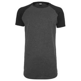 T-Shirt Urban Classics "Urban Classics Herren Shaped Raglan Long Tee", Damen, Gr. XL, charcoal, schwarz, 100% Baumwolle, unifarben, normal, Rundhals, Shirts T-Shirt