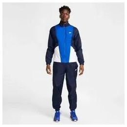 Trainingsanzug Nike SPORTSWEAR "M NK CLUB WVN TRK SUIT", Damen, Gr. M, obsidian, wei&szlig;, Obermaterial: 100% Nylon, Sportanz&uuml;ge Trainingsanzug, mit Taschen, mit Mesh-Futter, aus gewebtem Taftmaterial