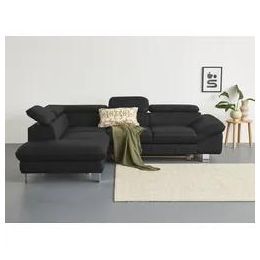Ecksofa COTTA "Driver L-Form", charcoal, B:268cm H:73cm T:214cm, Kunstleder SOFTLUX;LEDER BEEFY (ein abgedecktes Spalt-Rindsleder) im Sitz und R&uuml;cken (Korpus in Kunstleder);Luxus-Kunstleder;Leder Pampas (echtes Rindsleder) im Sitz und R&uuml;cken (R&uuml;ckseite mit Spannstoff bezogen), Sofas, Ecksofa, mit Kopfteilverstellung, wahlweise mit Bettfunktion & Bettkasten