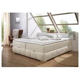 Boxbett OTTO HOME "Wehma ohne Kopfteil inkl. Bettkasten, auch in &Uuml;berl&auml;nge erh&auml;ltlich", beige, Komplettbetten, Struktur, Liegefl&auml;che B/L: 200cm x 200cm, Gewicht bis: 100 kg H3, 7-Zonen-Tonnentaschen-Federkernmatratze, in H2, H3 & H4 w&auml;hlbar, inklusive Topper, B:204cm L:204cm