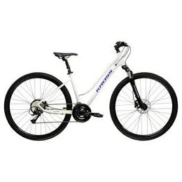 Crossrad KROSS "KROSS Crossrad Damen 28" Evado 4.0 grau 16 G&auml;nge" Gr. 43, grau, blau, schwarz, Fahrr&auml;der, Damen, 43cm, 28 Zoll (71,12cm) hinten: 28 Zoll (71,12cm)