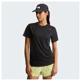 T-Shirt The North Face "W BITMAP LOGO SHORT SLEEVES TEE-GRAPHIC", Damen, Gr. S, tnf schwarz, Obermaterial: 100% Polyester, normal, Rundhals, Shirts T-Shirt, sportlicher Stil, Kurzarm, f&uuml;r Sportmode und Outdoormode