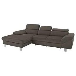 Ecksofa COTTA "Driver L-Form", espresso, B:268cm H:73cm T:169cm, Struktur (100% Polyester);Chenille (90% Polyester, 10% Polyamid), Sofas, Ecksofa, mit Kopfteilverstellung, wahlweise mit Bettfunktion & Bettkasten