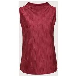 Madeleine Mode Kurzarmshirt MADELEINE "Shirt Kurzarm-Bluse mit Stehkragen, strukturiert", Damen, Gr. 48, rot (rubinrot), Obermaterial: 100% Polyester PES., Modern, figurumspielend, Shirts, Offene Saumkante