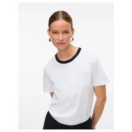 V&eacute;ro Moda Kurzarmshirt VERO MODA "VMPAULINA SS T-SHIRT GA JRS NOOS", Damen, Gr. L, wei&szlig; (hellwei&szlig; detail:schwarz neckline), Jersey, Obermaterial: 100% Baumwolle, unifarben, normal, Rundhals, Shirts, Baumwolle, regular fit