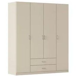 Dreht&uuml;renschrank Rauch "Kleiderschrank Garderobe GAMMA Breiten 91/136/181/226/271/315/360 cm", beige (champagner), griffe alu, B:181cm H:210cm T:54cm, Holzwerkstoff, Schr&auml;nke, Dreht&uuml;renschrank, mit Schubladen, verschiedene Griff-Varianten TOPSELLER MADE IN GERMANY