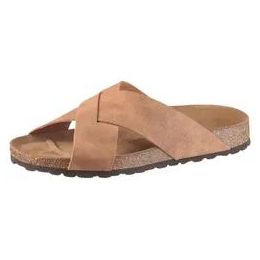 MAN'S WORLD Pantolette MAN'S WORLD, Herren, Gr. 44, cognac, Lederimitat, Schuhe Pantolette, Sommerschuh, Strandschuh, Hausschuh mit Fu&szlig;bett